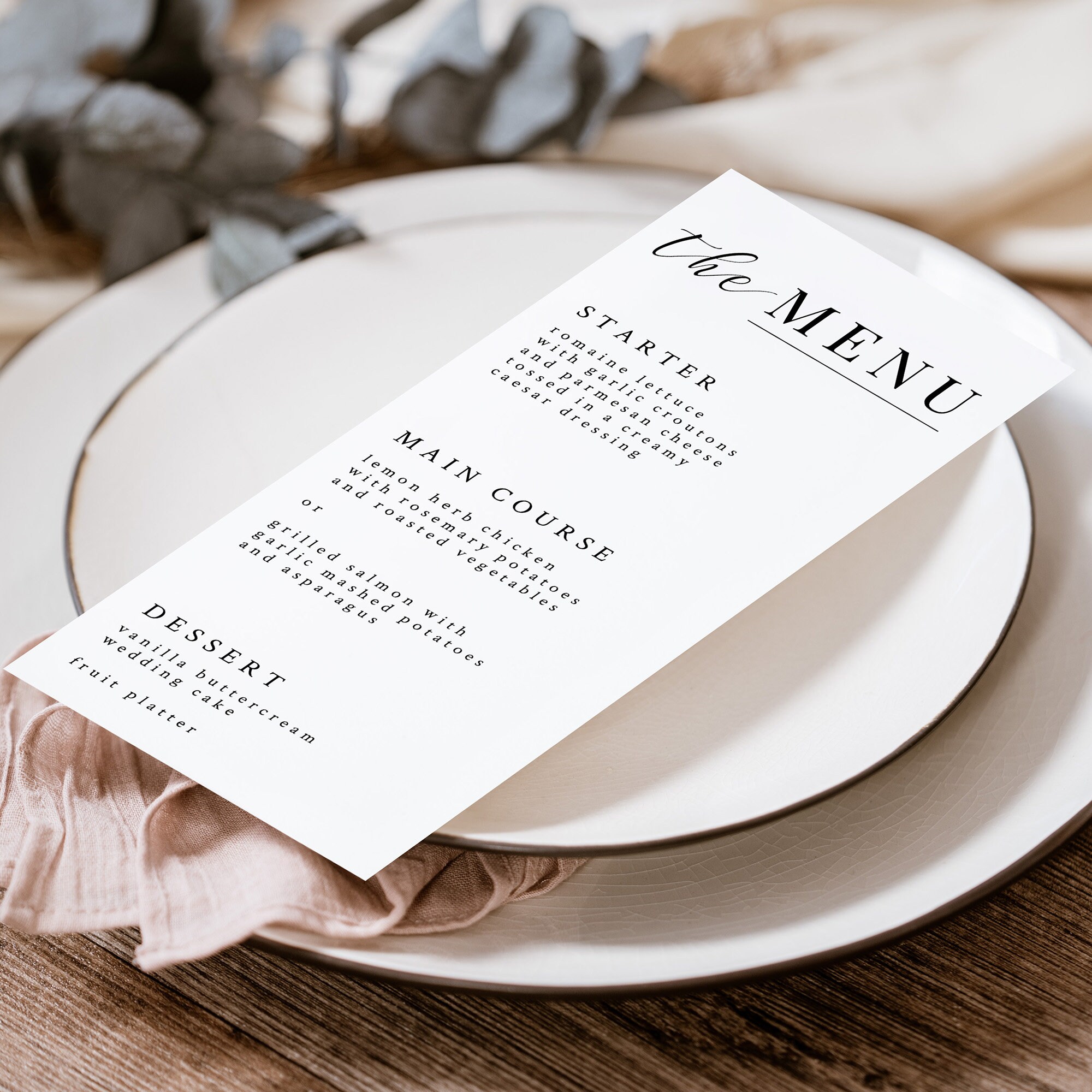Wedding Food Menu, Reception Dinner Menu Template, Elegant Wedding Menu ...