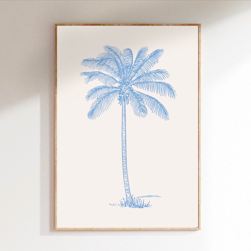Blue Palm Print - Etsy