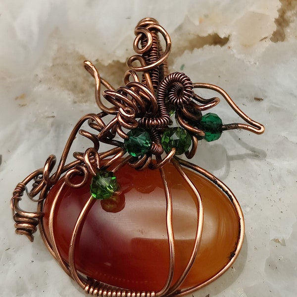 Wire Wrapped Pumpkin Pendant - Etsy