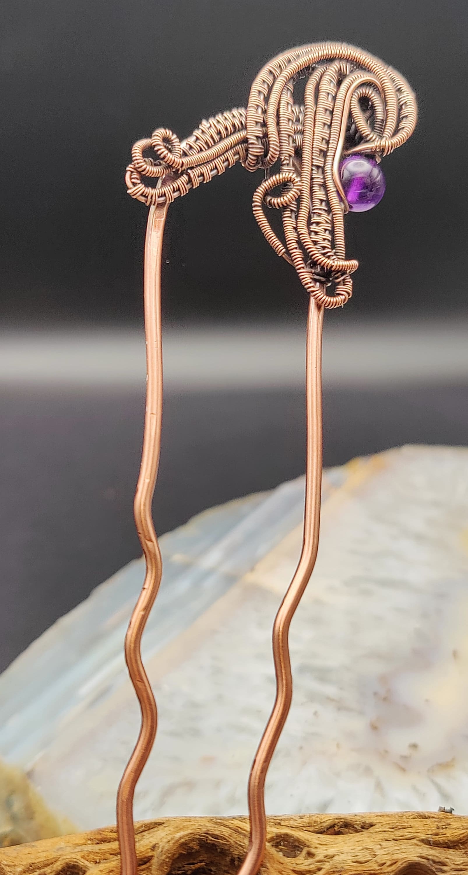 Wire Wrapped and Weaved Hair Pin With Gemstone Bead - Etsy