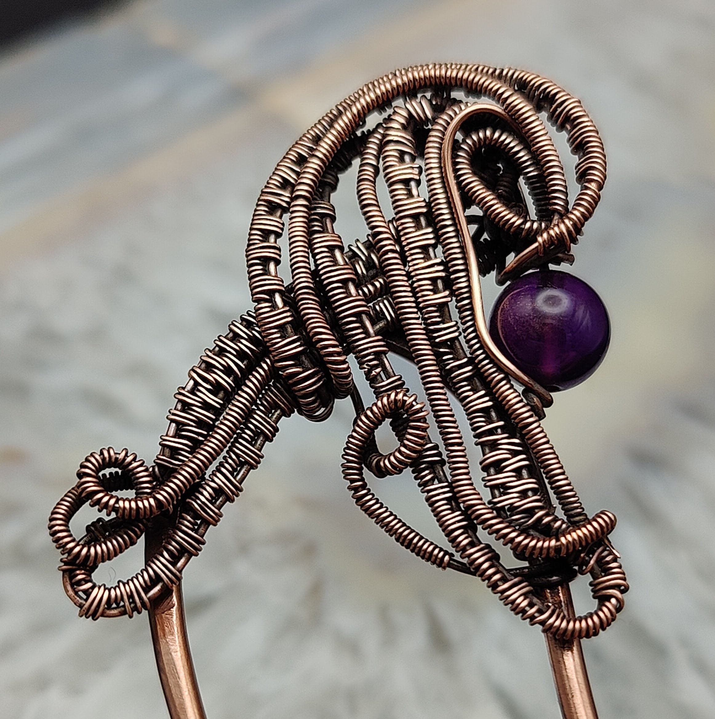 Wire Wrapped and Weaved Hair Pin With Gemstone Bead - Etsy
