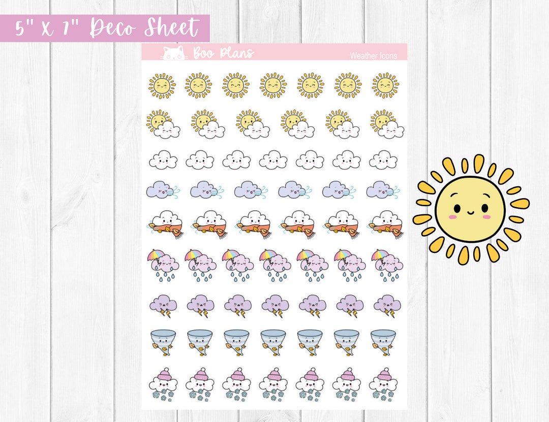Weather Icon Stickers Decorative Planner Journal Stickers - Etsy