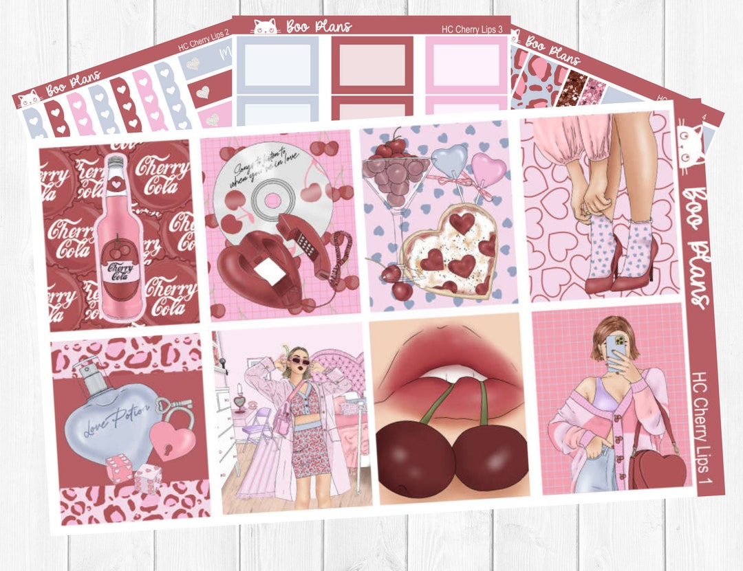 Cherry Lips - Hobonichi Cousin A5 - Weekly Planner Sticker Kit - Etsy