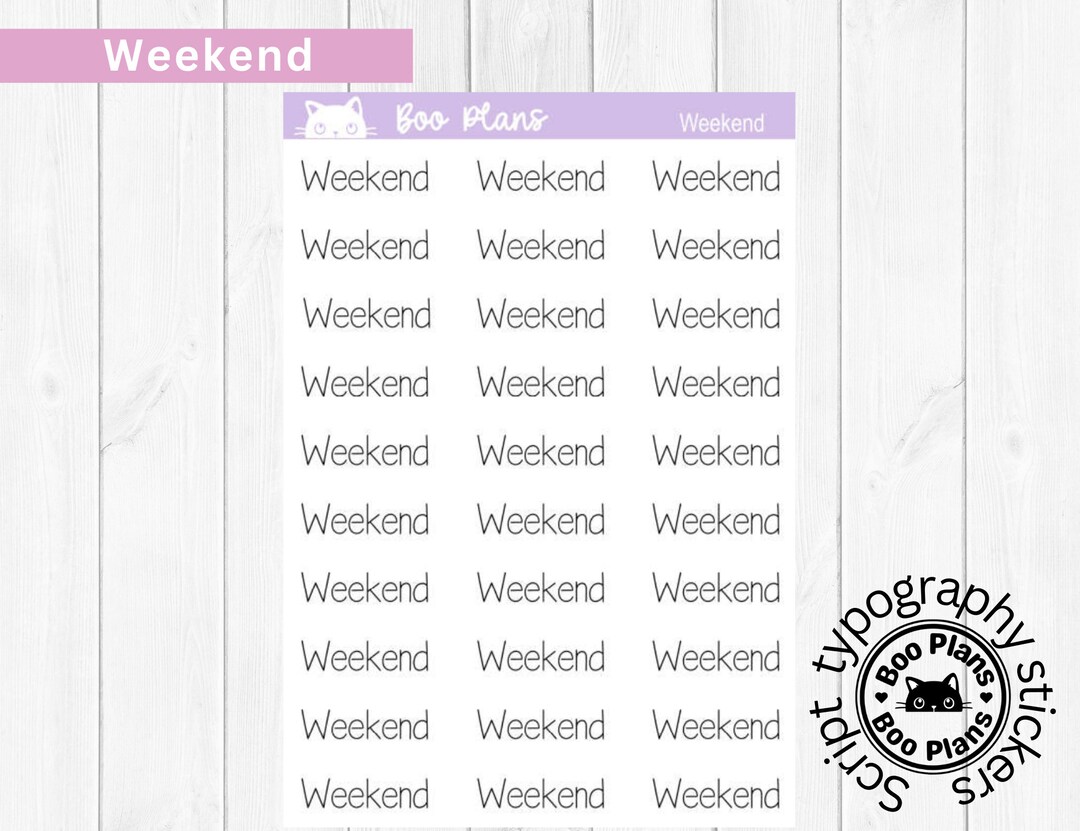 Weekend Script Typography Stickers Planner Journal Stickers - Etsy