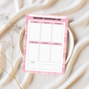 Pastel Pink Grocery Shopping List, Gift for Her, Shopping Checklist ...