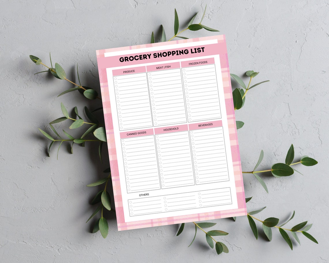 Pastel Pink Grocery Shopping List, Gift for Her, Shopping Checklist ...