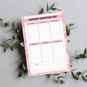 Pastel Pink Grocery Shopping List, Gift for Her, Shopping Checklist ...