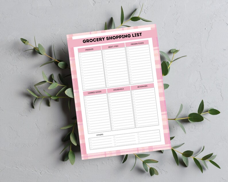 Pastel Pink Grocery Shopping List, Gift for Her, Shopping Checklist ...