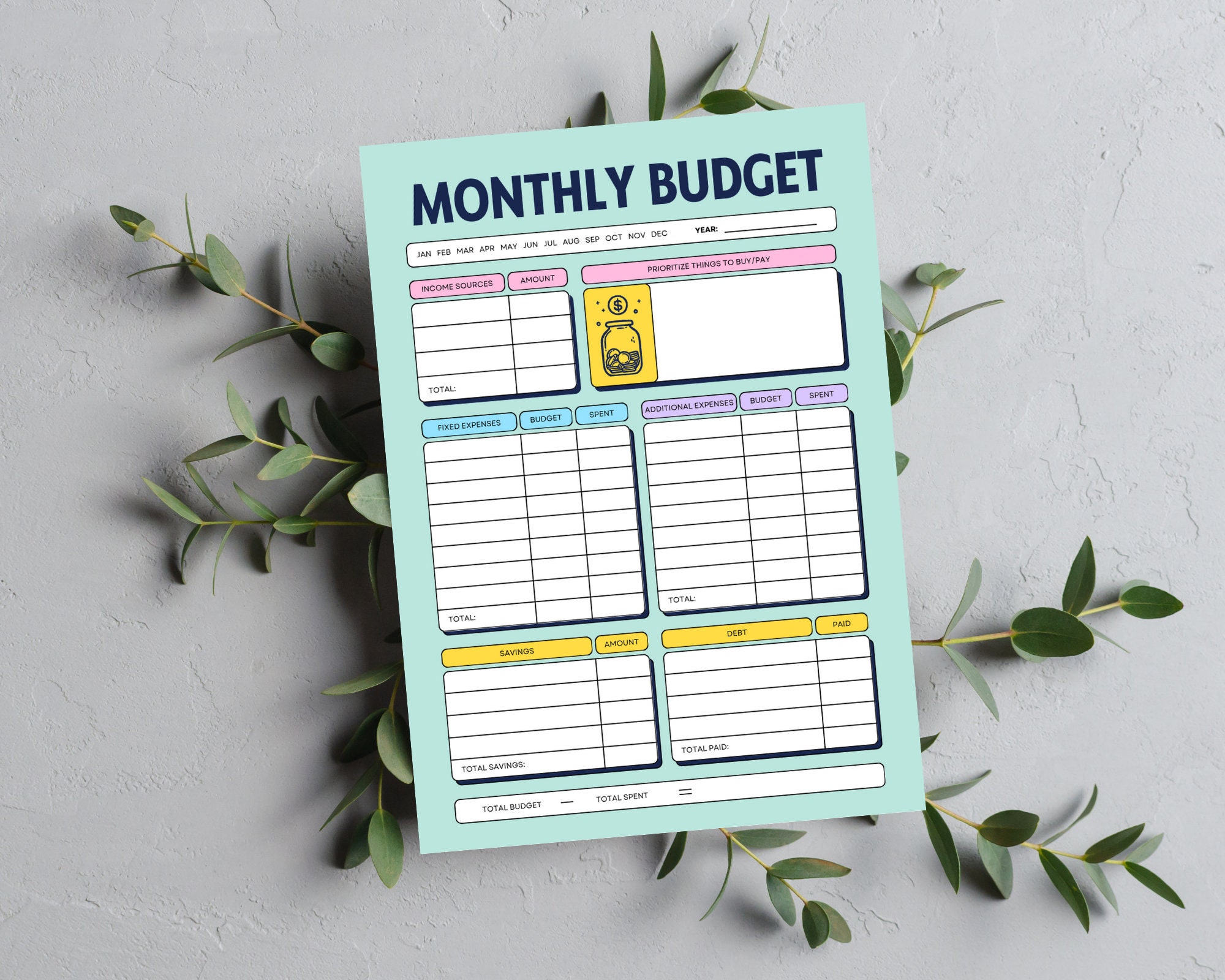 Colorful Monthly Budget Planner, Finance Tracker, Budget Planner, Canva ...