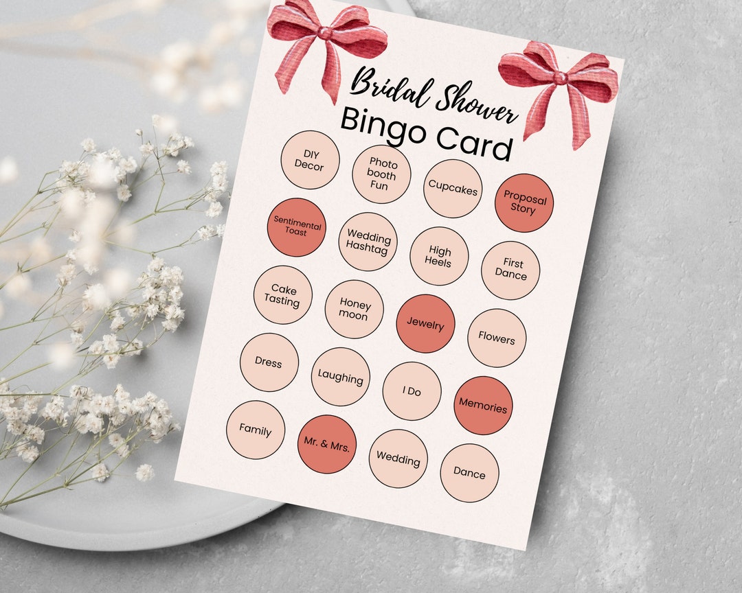 Pastel Bridal Shower Bingo Card: Printable Template (digital Download ...