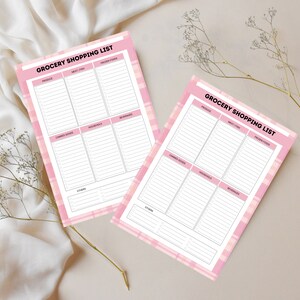 Pastel Pink Grocery Shopping List, Gift for Her, Shopping Checklist ...