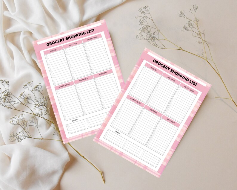 Pastel Pink Grocery Shopping List, Gift for Her, Shopping Checklist ...