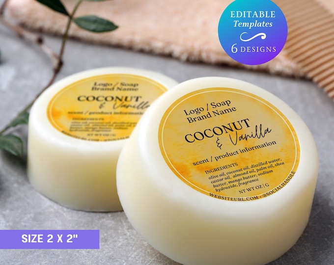 Soap Bar Label Template for Handmade Soaps Pretty Editable Organic Soap ...