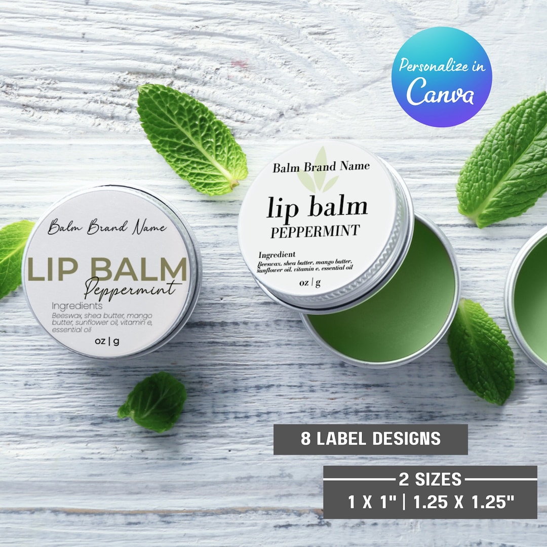 Round Lip Balm Tin Label Template Editable Lip Balm Sticker in Canva ...