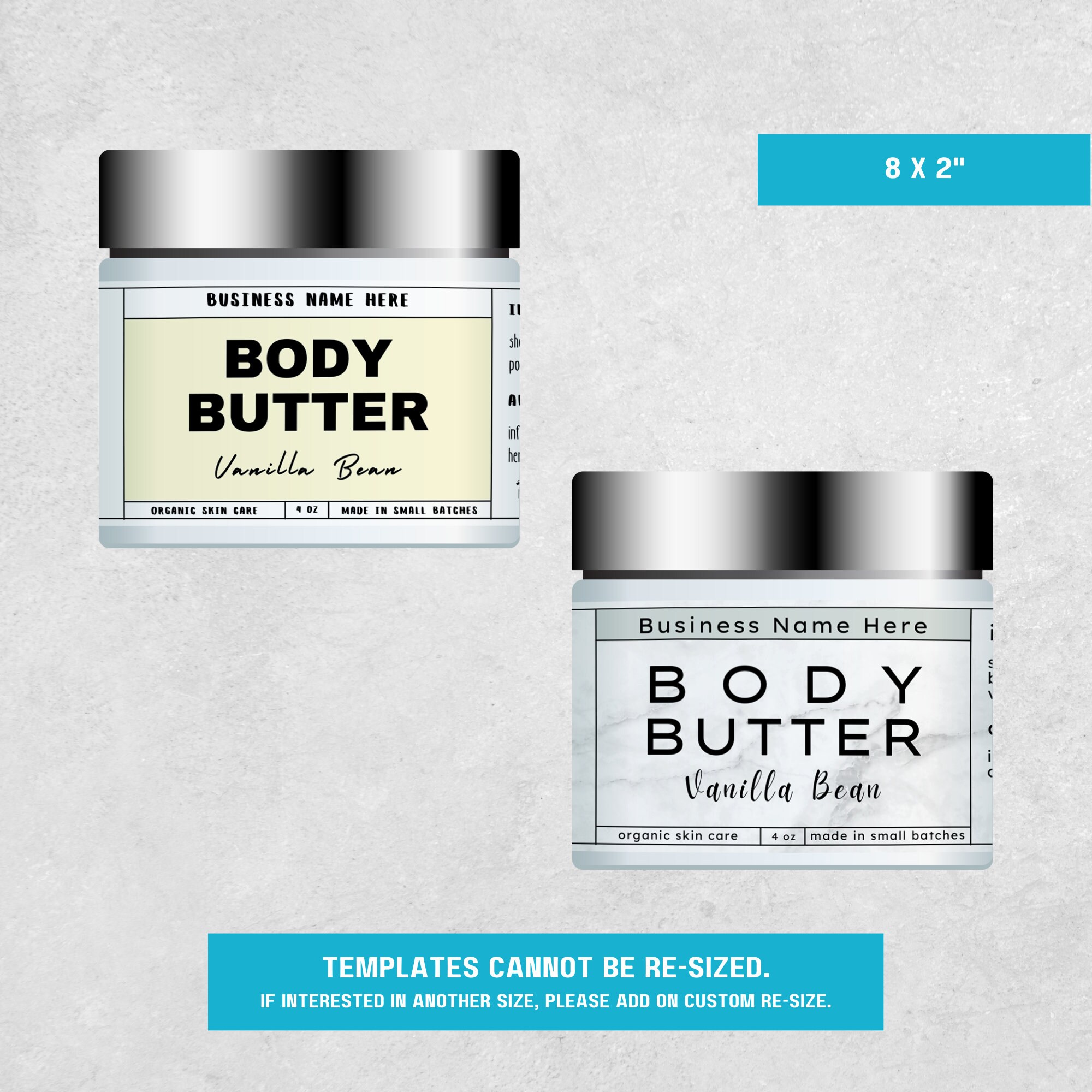 Wrap Around Body Butter Jar Label Template Handmade Balm Butter & Cream ...