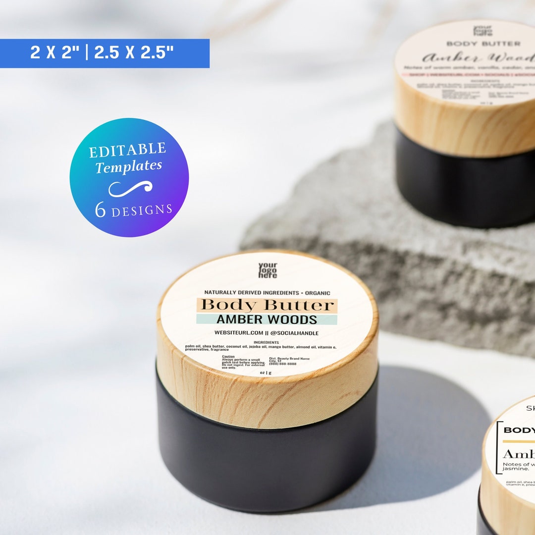 Round Modern Body Butter Label Template 2" 2.5" Circle Handmade Body ...