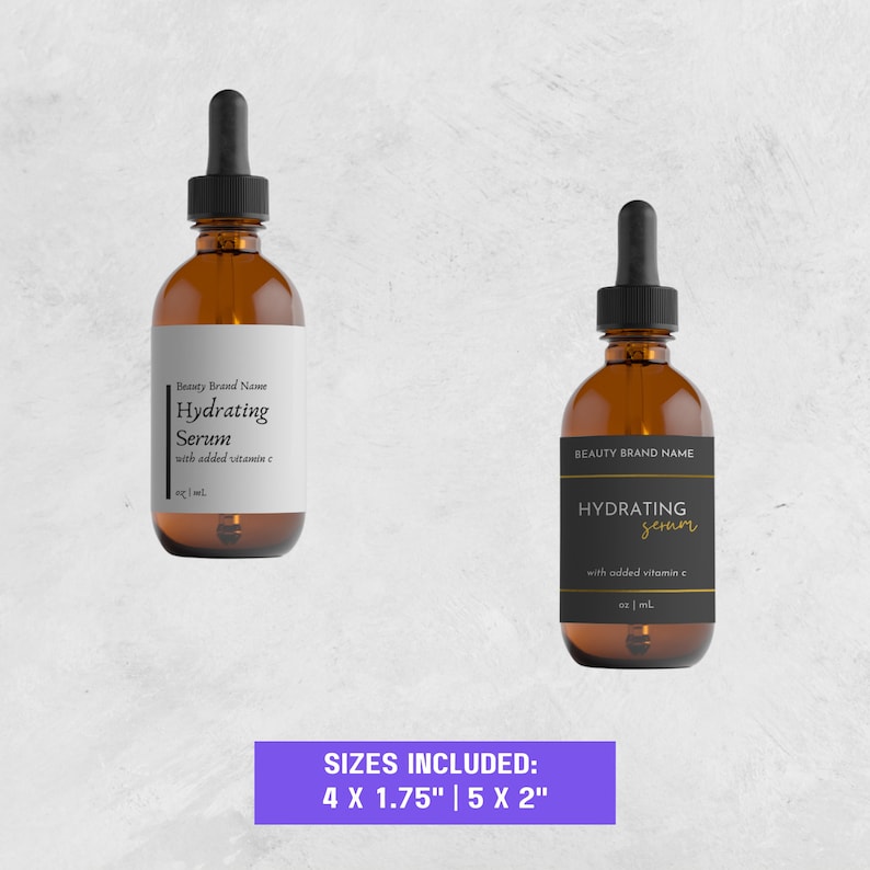 Cosmetic Serum Bottle Label Template Skincare Serum Dropper Label ...