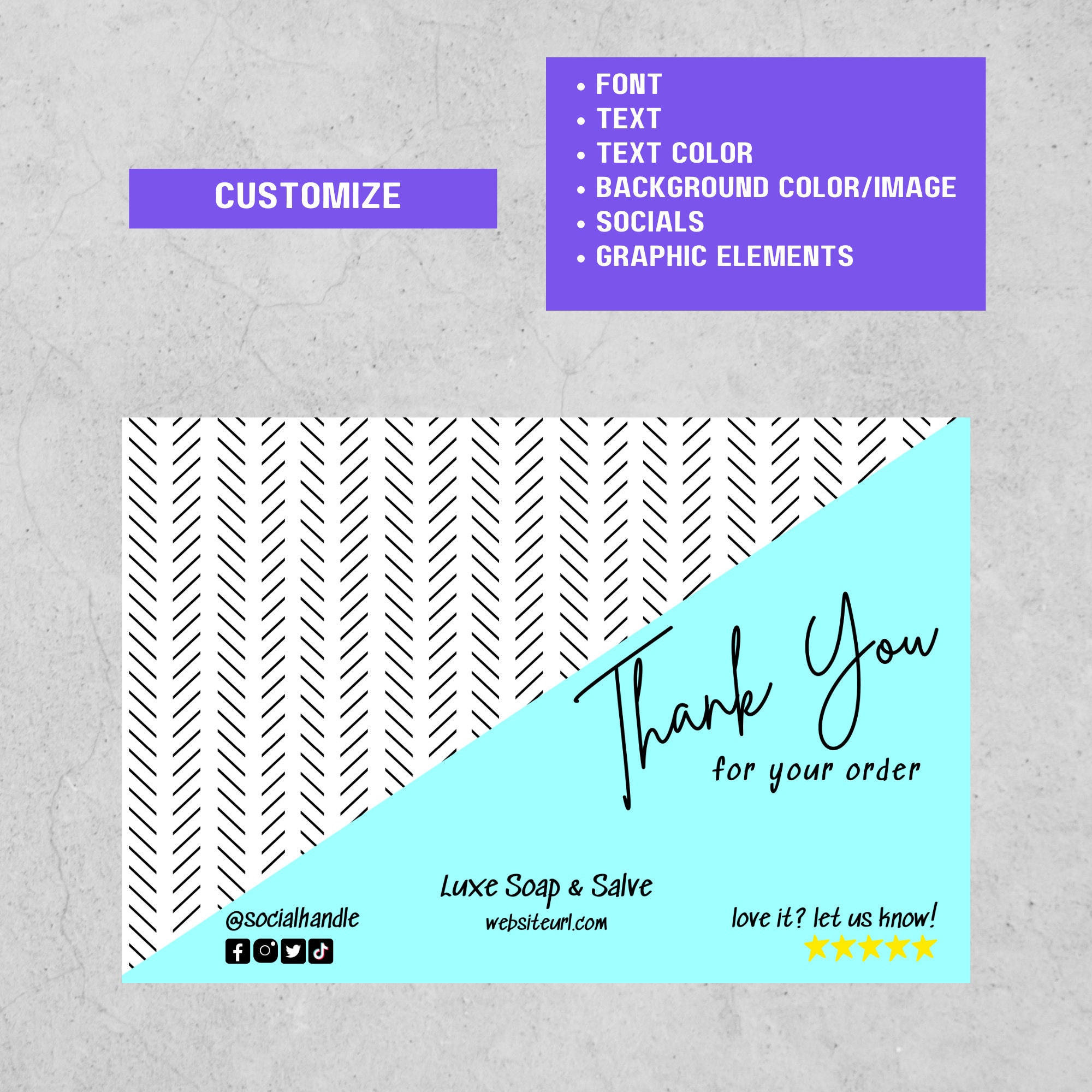 6x4 Thank You Card Template Custom Small Business Thank You Card DIY ...