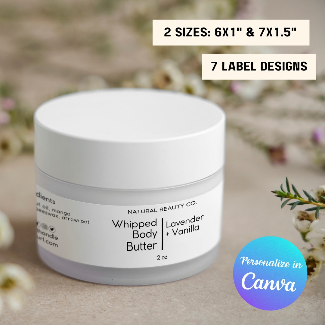 Cosmetic Wrap Around Product Label Template Editable Body Butter ...