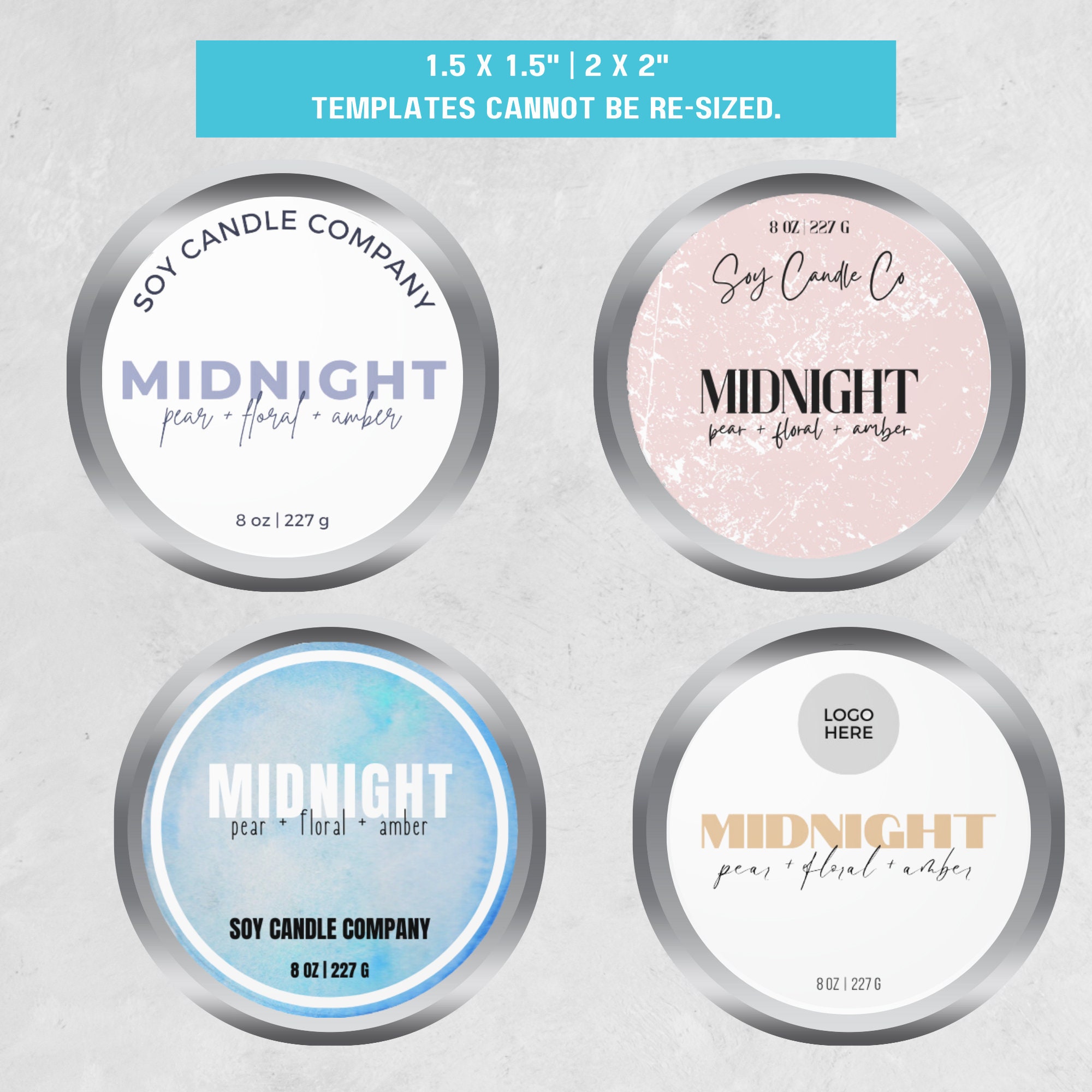 Round Candle Lid Label Template Personalize 1.5x1.5 2x2 Candle Tin Lid ...