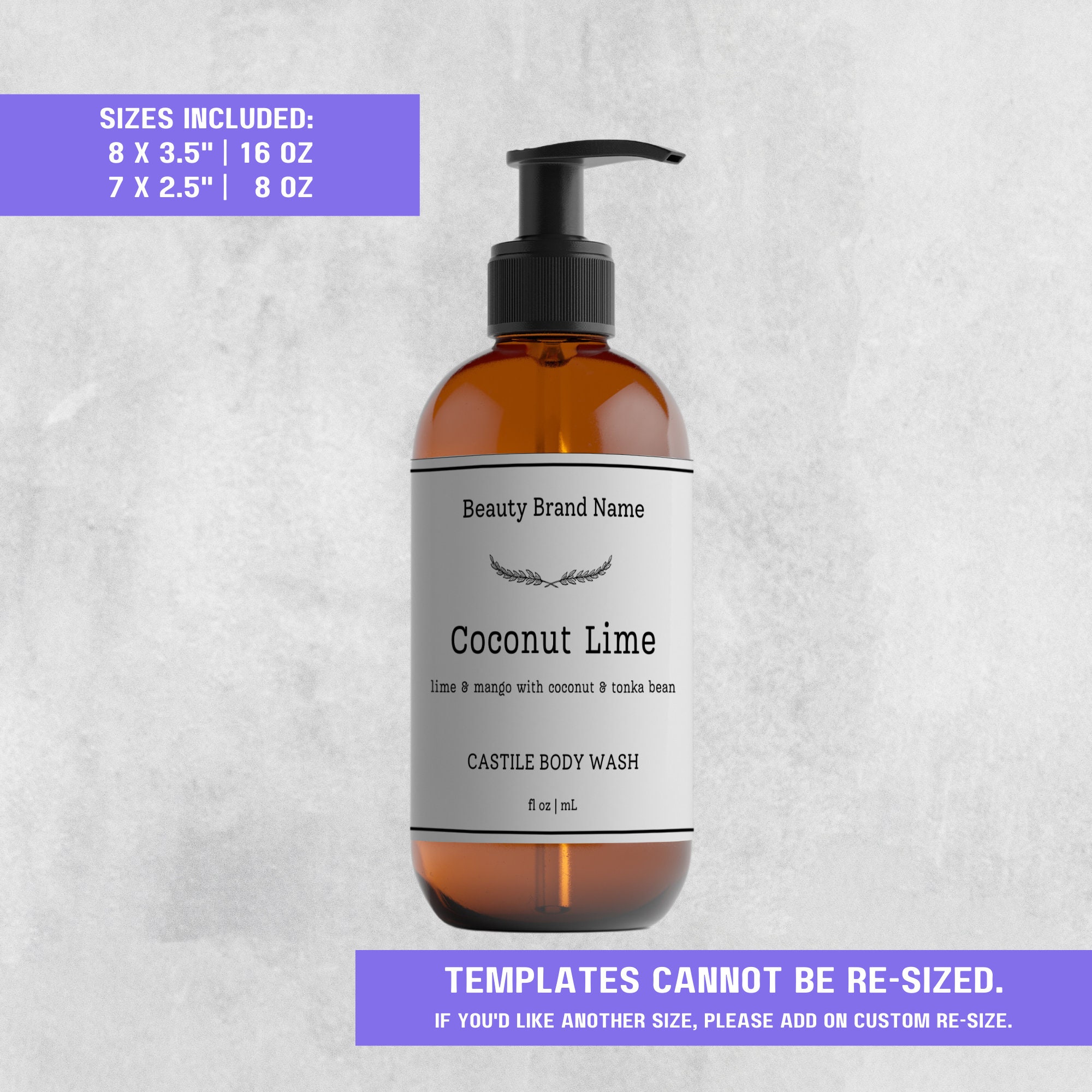 Editable Body Wash Label Template Handmade Liquid Soap Wrap Around ...