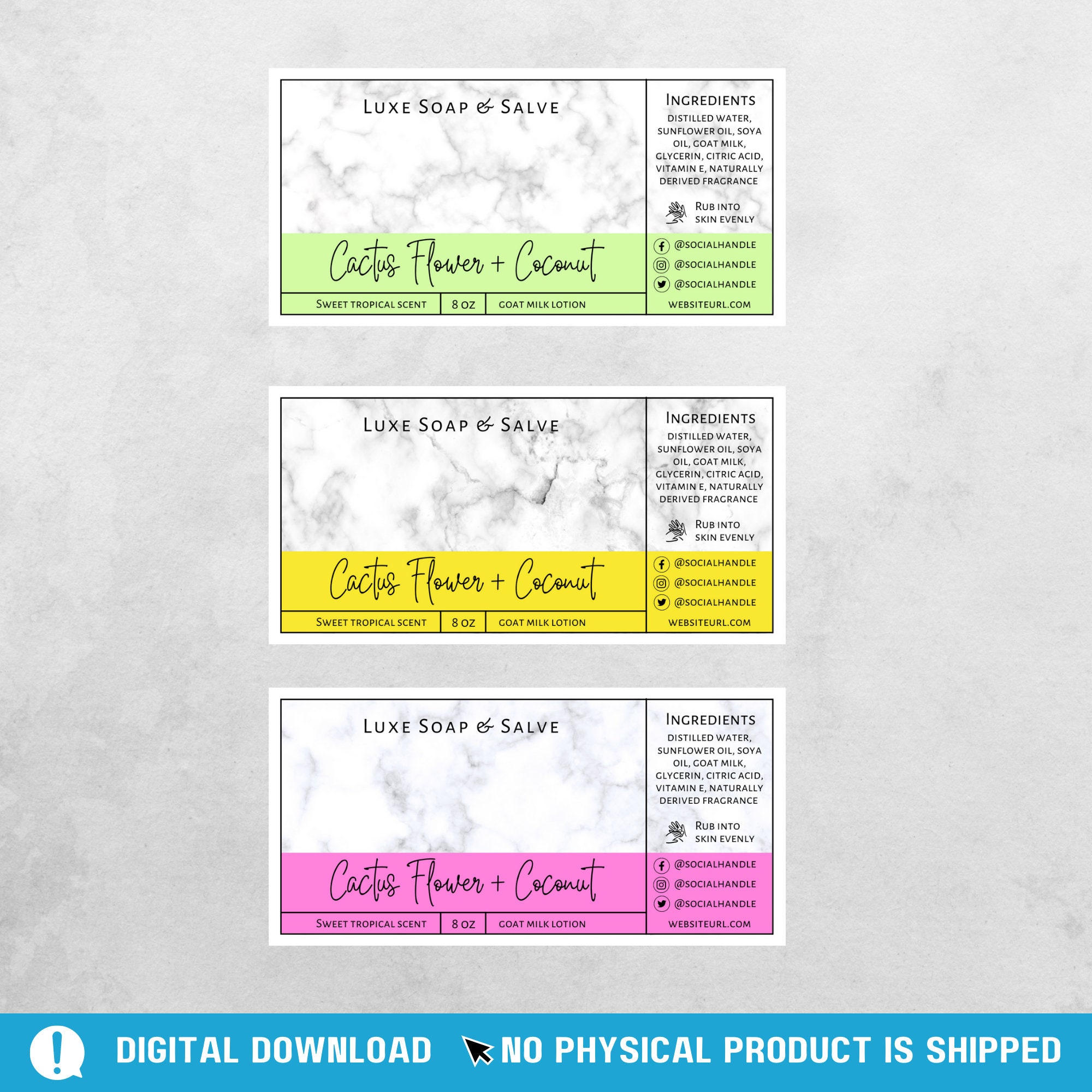 Organic Hand Body Lotion Label Template DIY Cosmetic Bottle Label ...