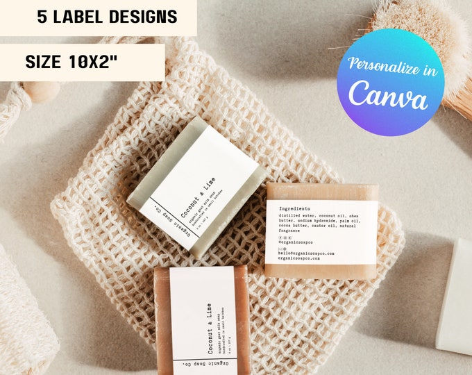 Soap Bar Label Template for Handmade Soaps Pretty Editable Organic Soap ...
