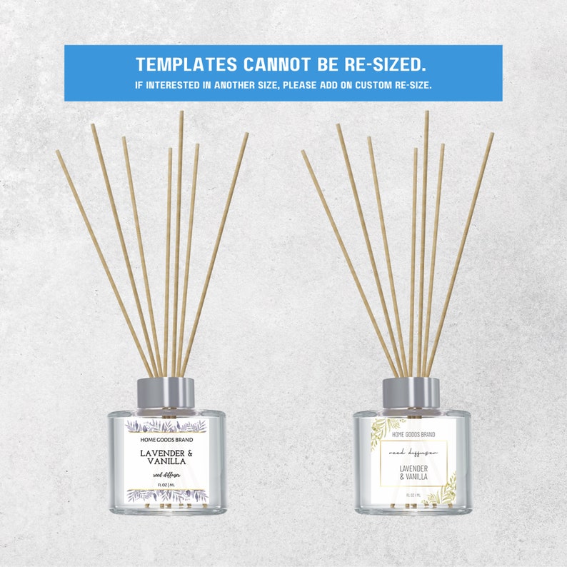 Square Reed Diffuser Label Template Editable Essential Oil Diffuser ...