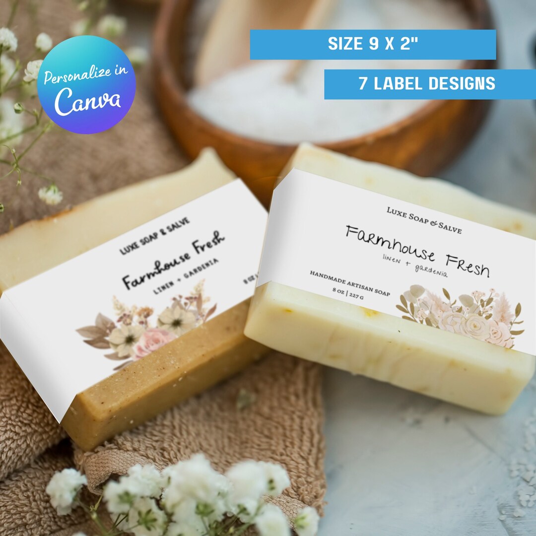 Floral Soap Bar Wrap Around Label Template Editable Watercolor Soap ...