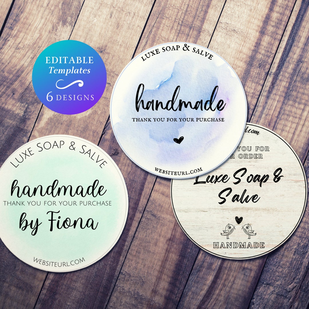 Round Handmade/thank You Label Template Custom Circle Handmade Sticker ...