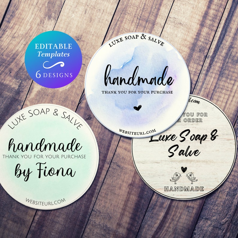 Round Handmade/thank You Label Template Custom Circle Handmade Sticker ...