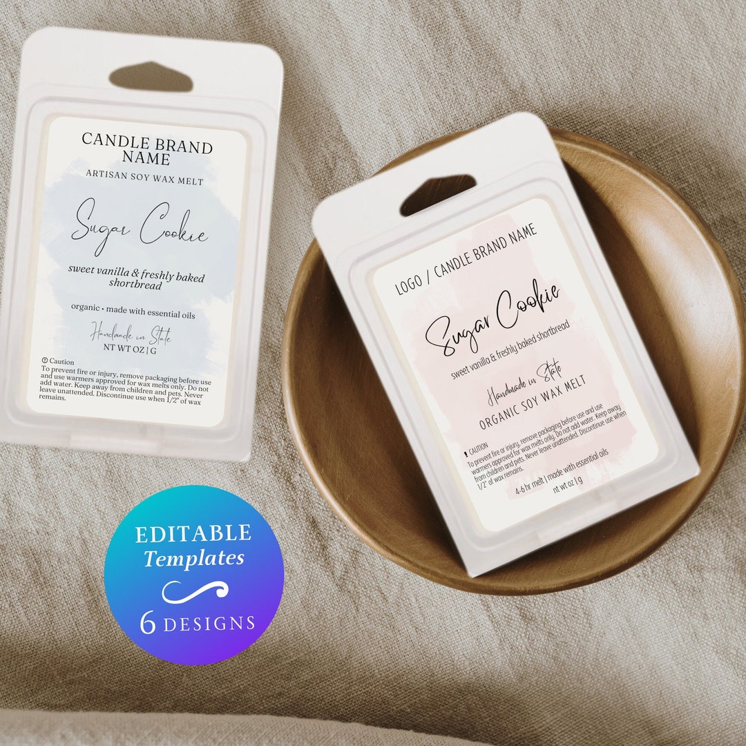 Scented Soy Wax Melt Label Template Editable Fragrance Wax Melt Label ...