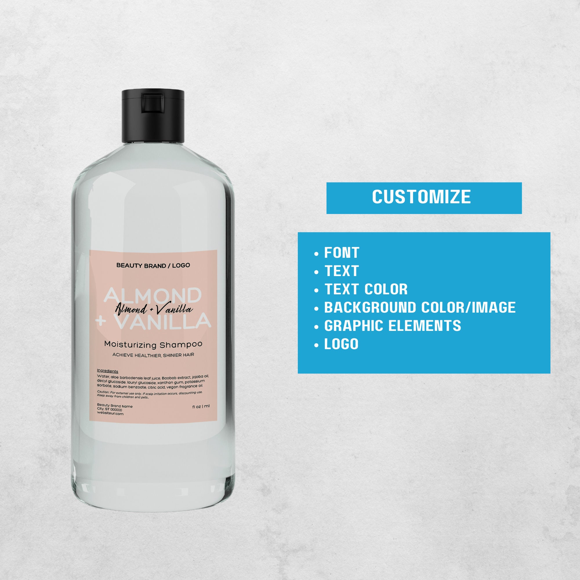 Shampoo Conditioner Label Template Vertical Editable Natural Hair Care ...