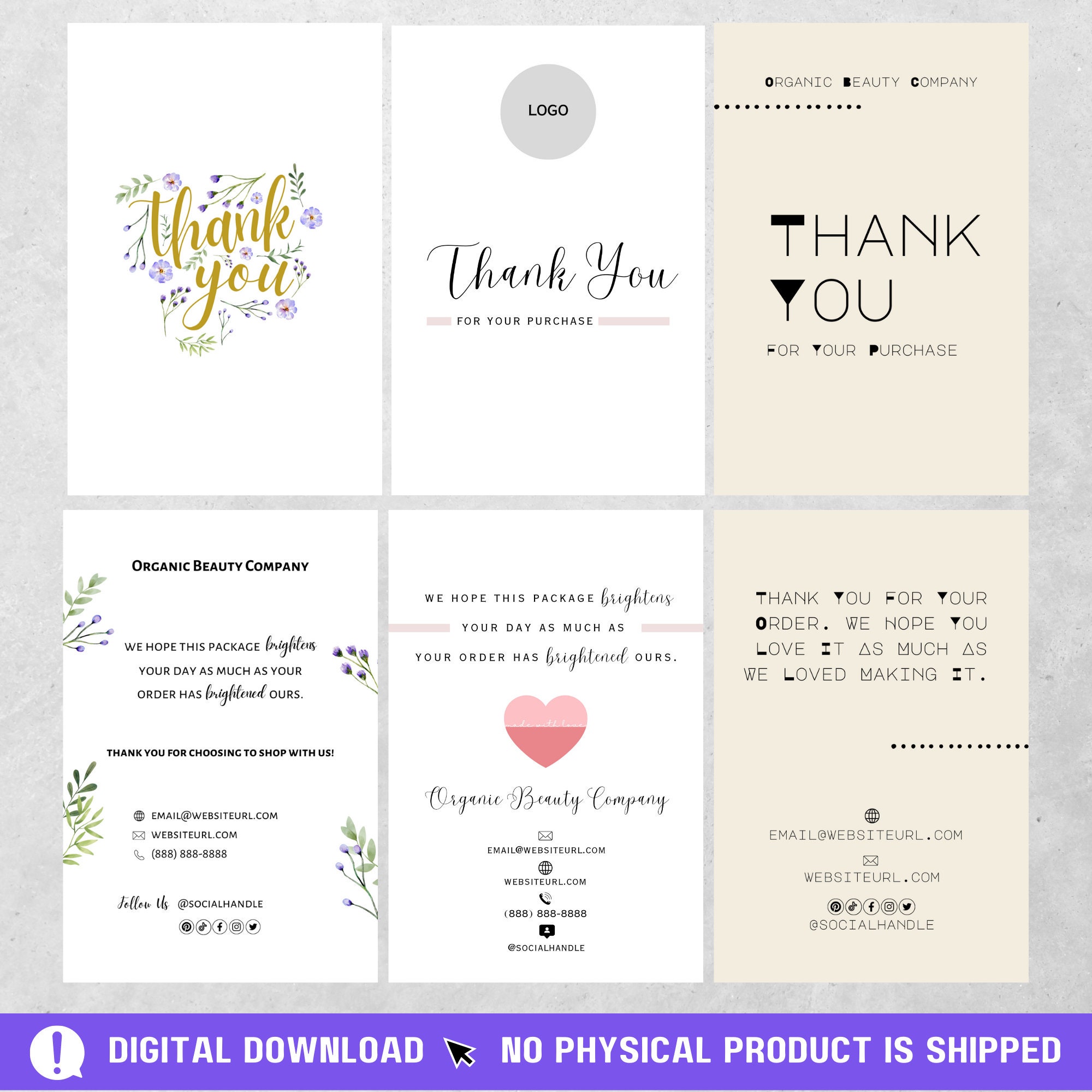 Editable 4x6" Thank You Card Template for Handmade Item Thank You for ...