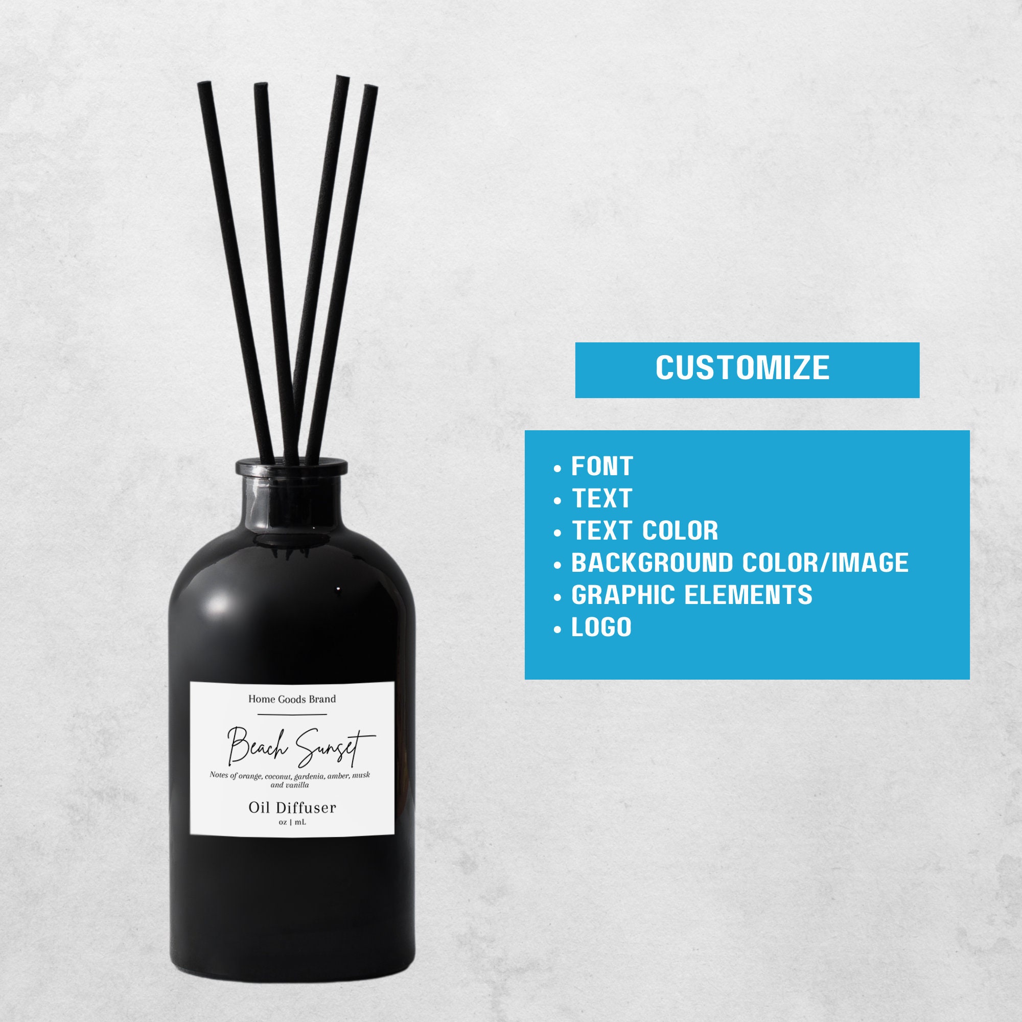 Reed Oil Diffuser Label Template Editable Diffuser Bottle Label DIY ...