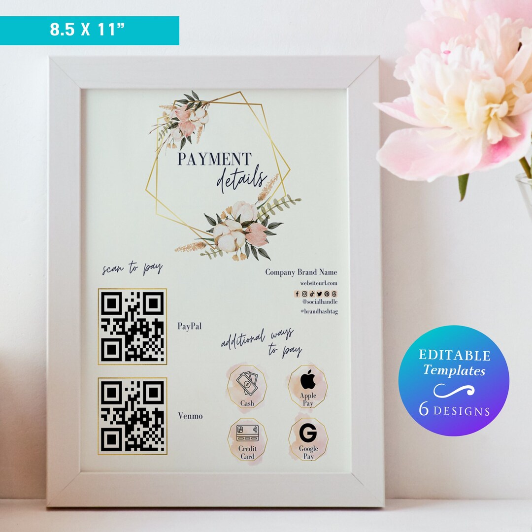 Scan to Pay QR Sign Template Editable Payment Details With QR Code Sign ...