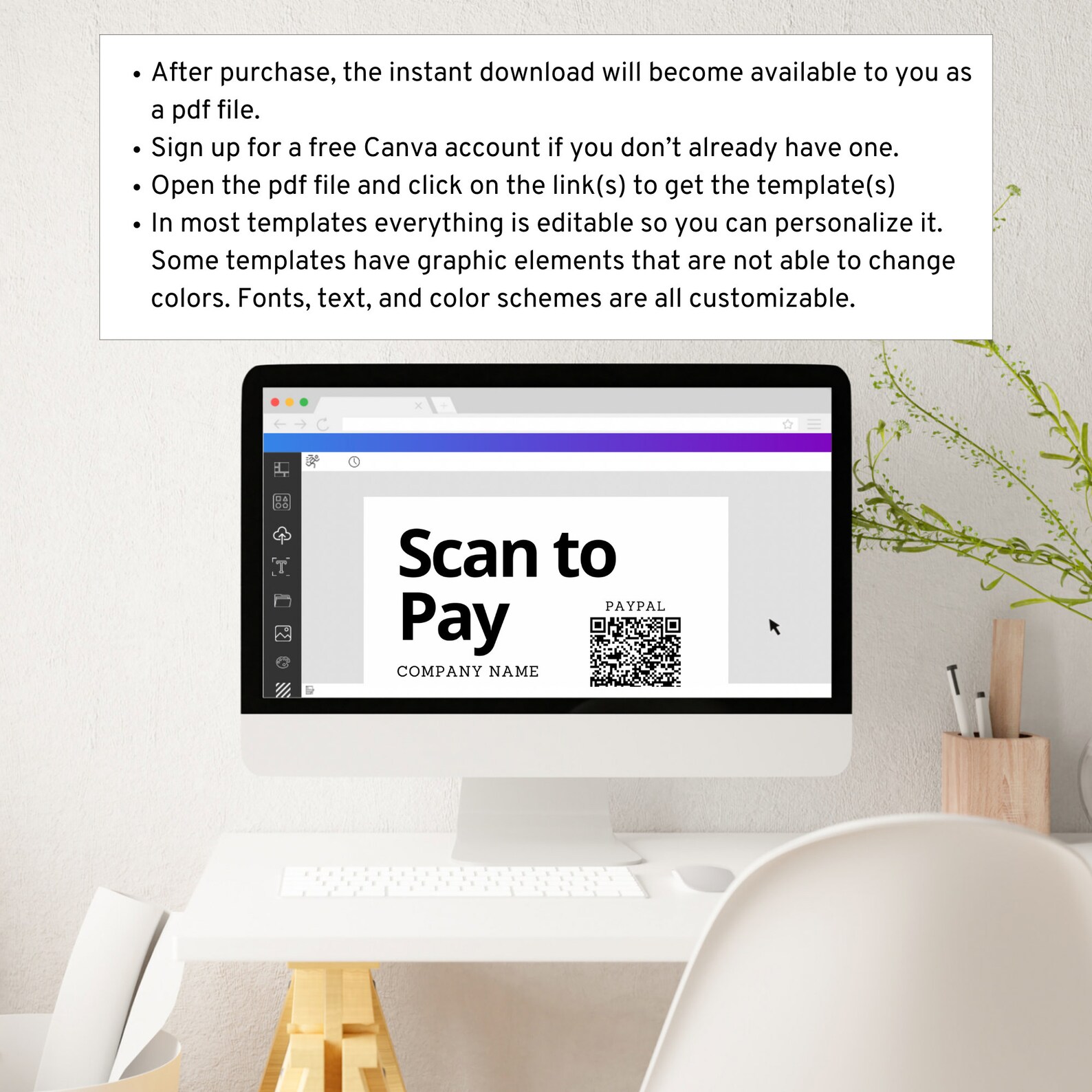 QR Payment Black & White Template Scan to Pay Templates 8x10" Scan to ...