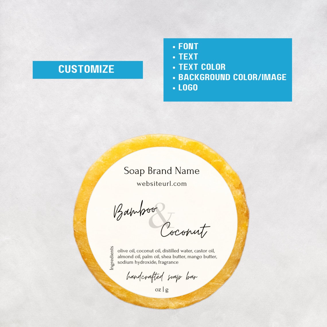 Round Soap Bar Label Template DIY Custom Circle Handmade Soap Label ...