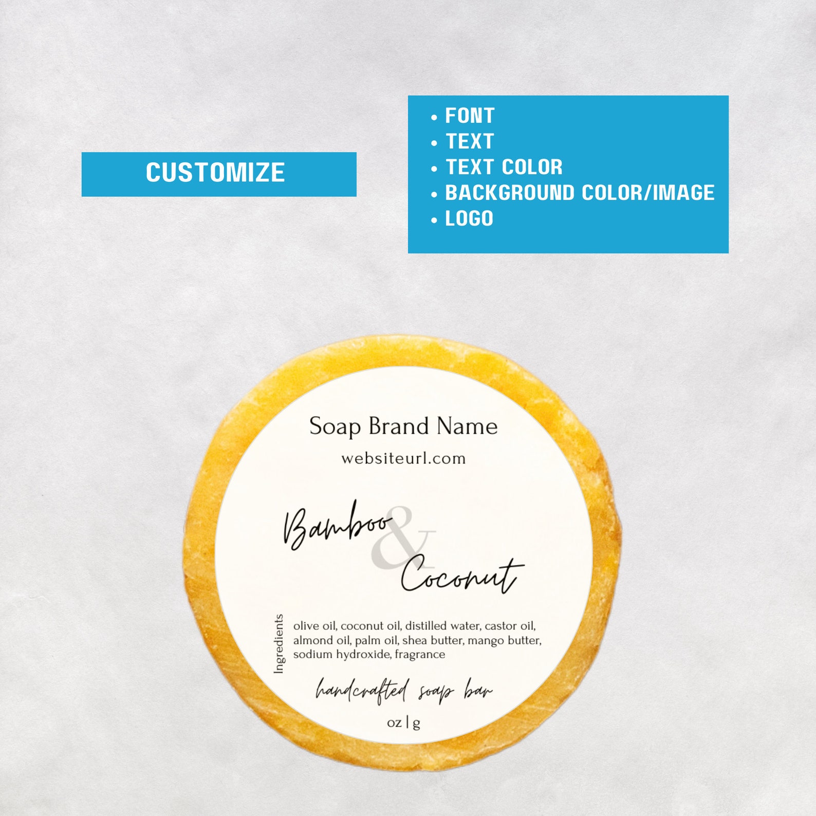 Round Soap Bar Label Template DIY Custom Circle Handmade Soap Label ...