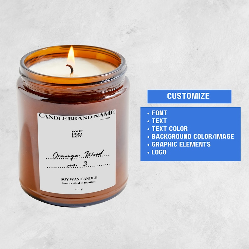 Rectangle Handwritten Candle Label Canva Template Editable Vertical ...