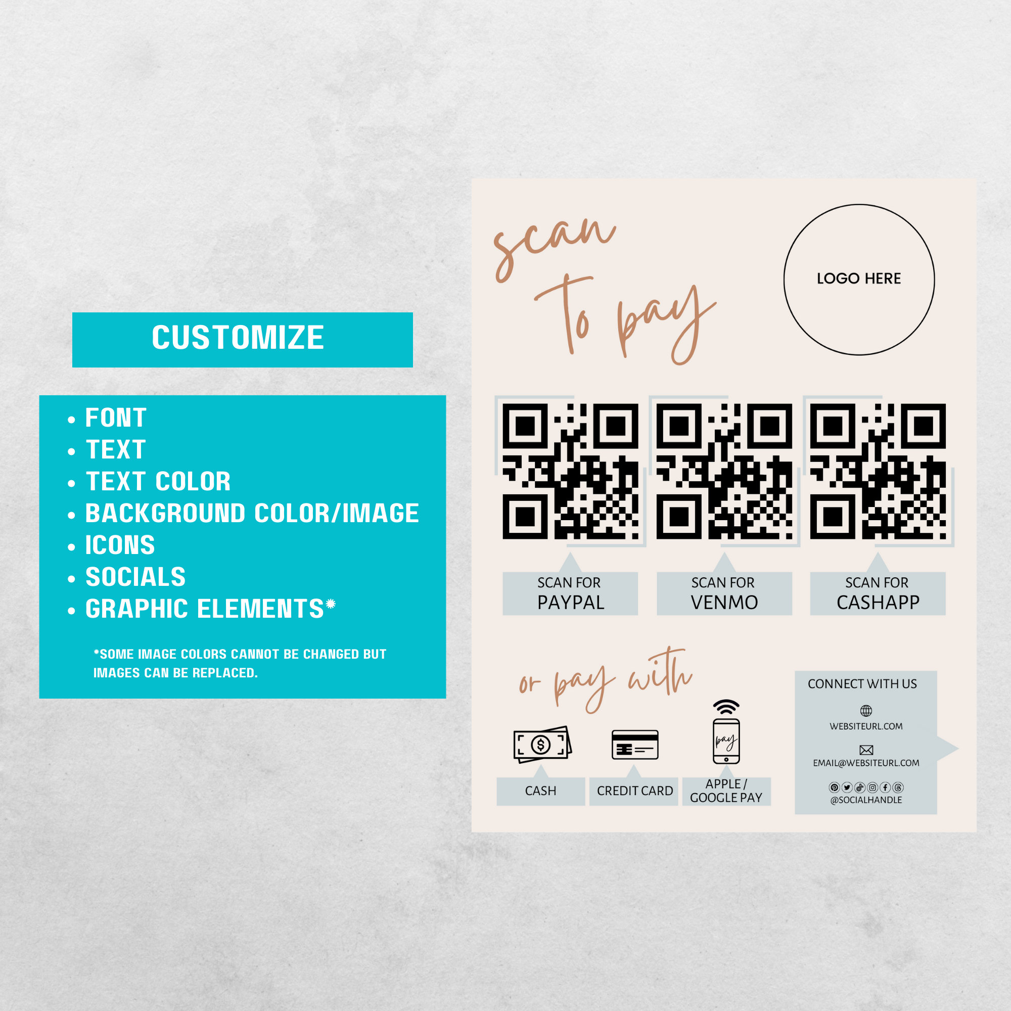 Scan to Pay QR Sign Template Editable Payment Details With QR Code Sign ...