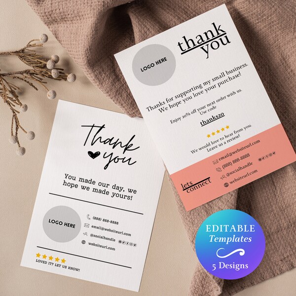 Thank You for Order Card Template Editable Handwritten Thank You Card ...