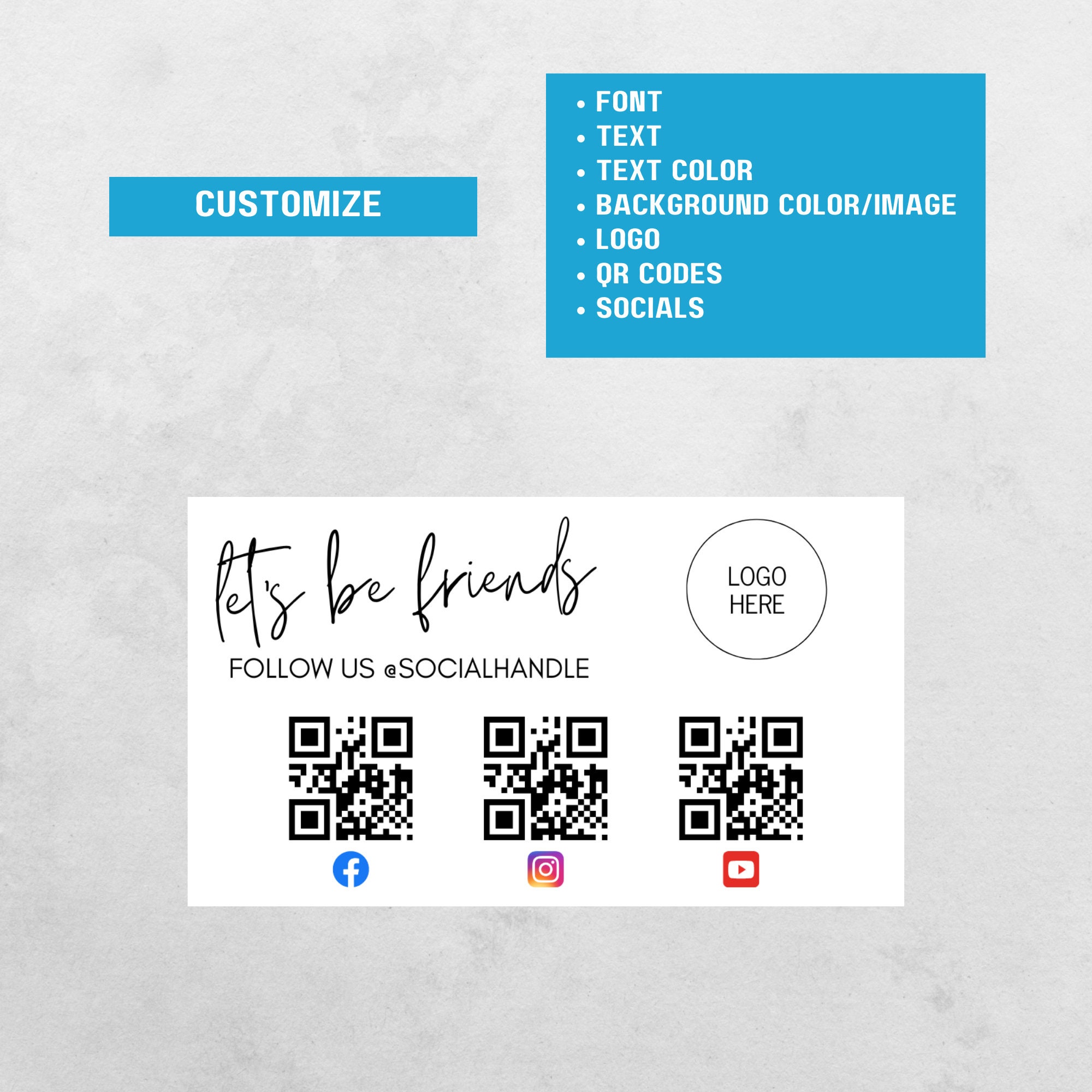Minimalist Social Media Card Template Editable Handwritten Social ...