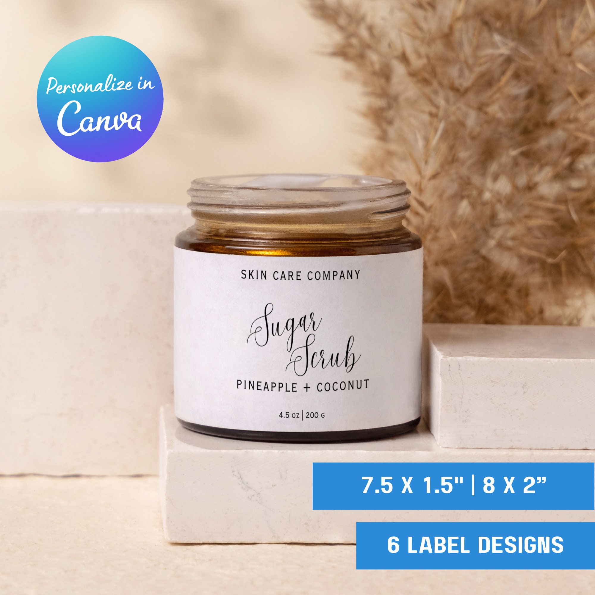 Hand & Body Skincare Sugar Scrub Label Template Custom Sugar Scrub Foot ...