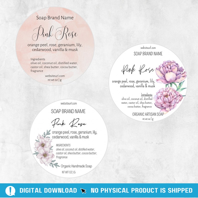 Watercolor Circle Soap Label Template Editable Pastel Round Soap Label ...