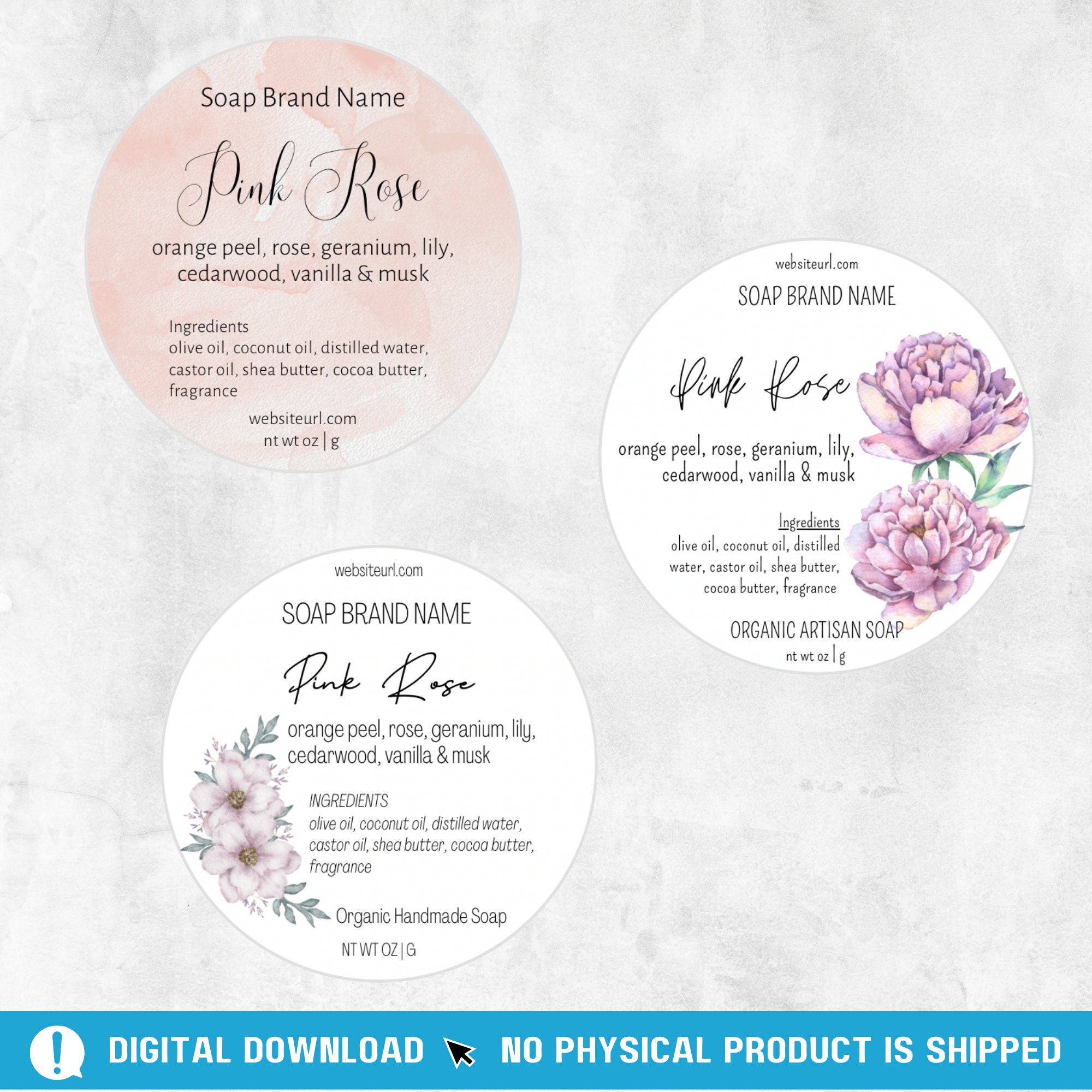 Watercolor Circle Soap Label Template Editable Pastel Round Soap Label ...