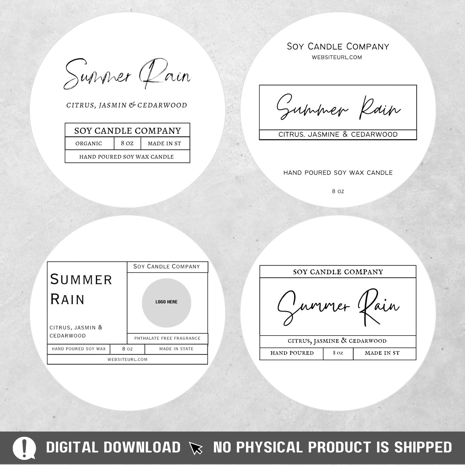Soy Wax Round Candle Label Template Minimal Round Candle Sticker ...