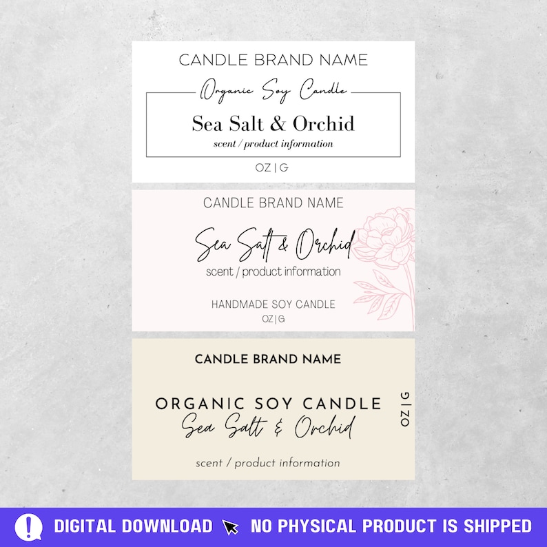 Organic Candle Tin Label Template Custom Soy Wax Candle Label DIY ...