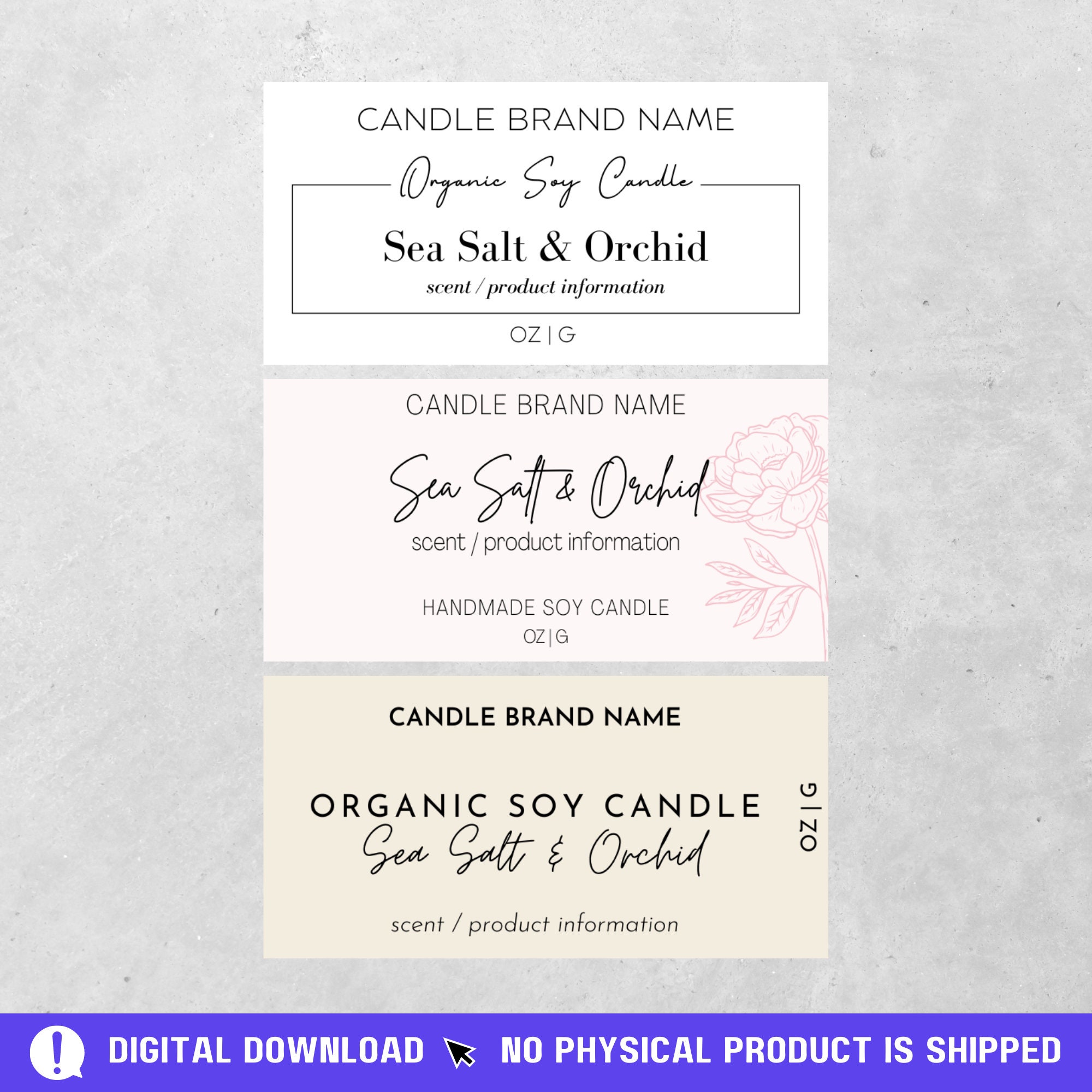 Organic Candle Tin Label Template Custom Soy Wax Candle Label DIY ...