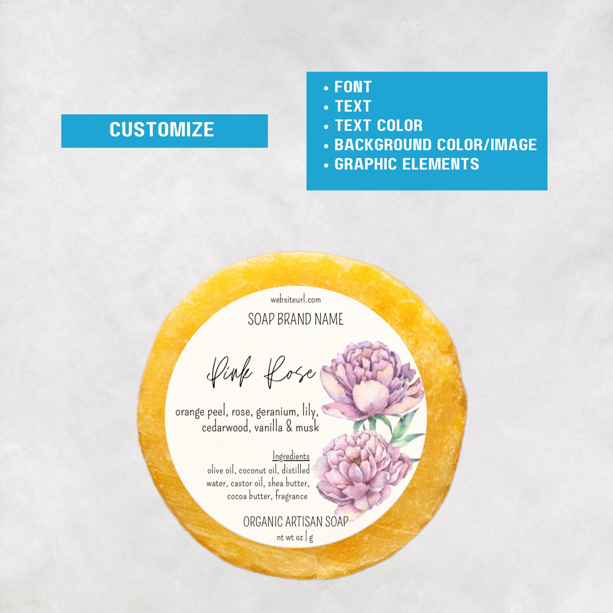 Watercolor Circle Soap Label Template Editable Pastel Round Soap Label ...